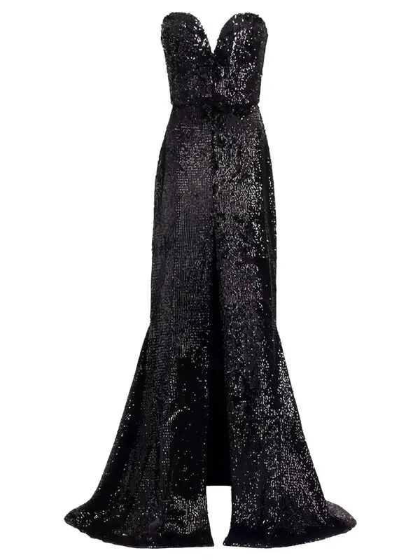Elie Saab Sequin-embellished Strapless Maxi Dress - Black