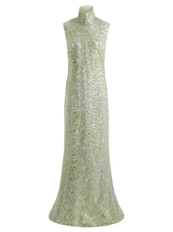 16Arlington Zegli Lace Sequinned Gown - Green