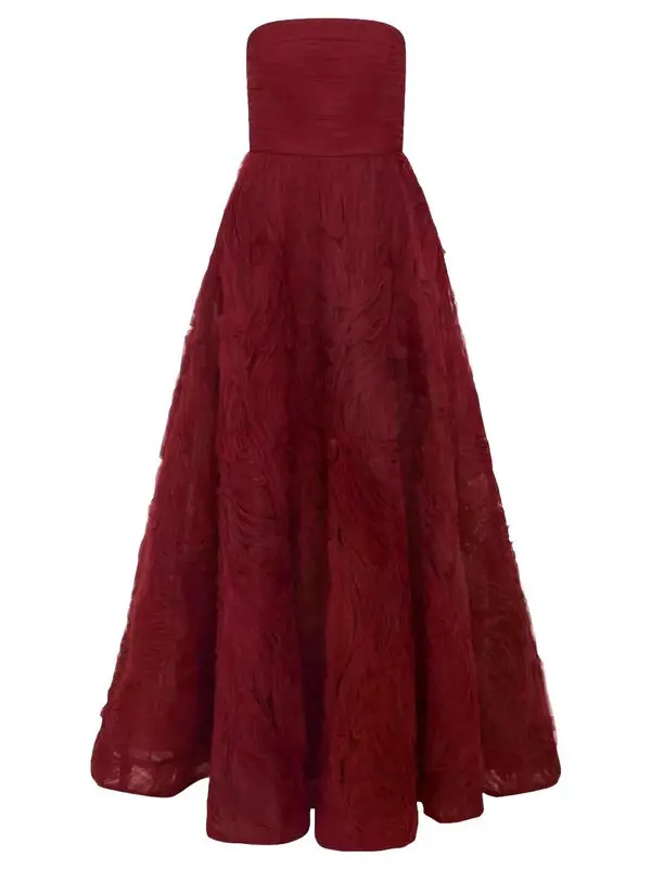 Rebecca Vallance Willow Strapless Ruffled Gown - Red