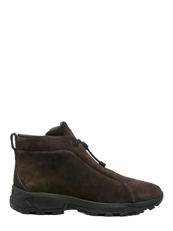 Zegna Drawstring Suede Sneakers - Brown