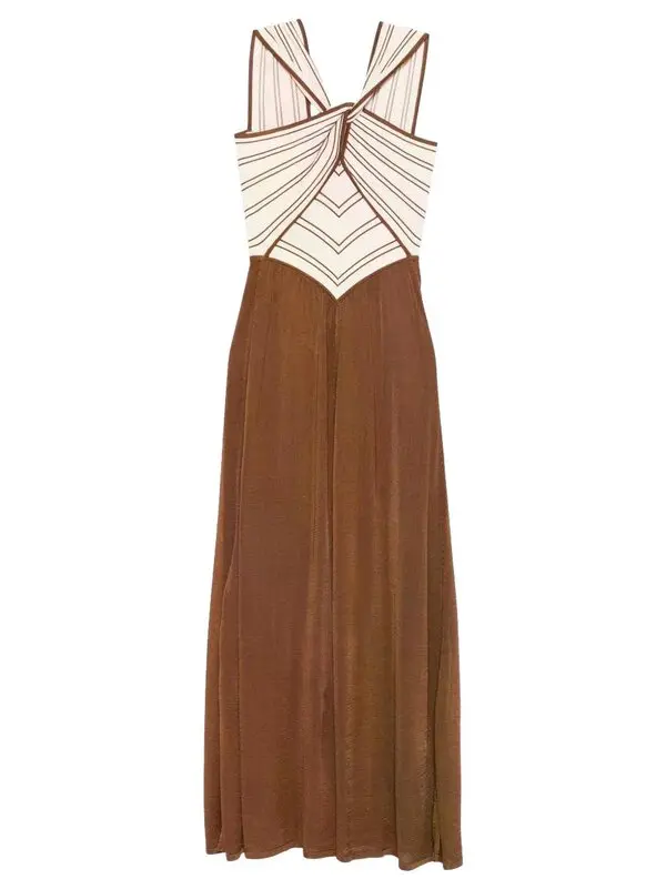 Zimmermann Cross-front Striped Dress - Brown
