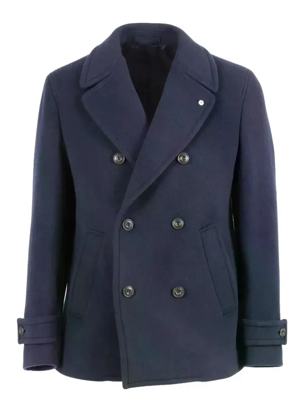 BRANDO Wool-blend Double-breasted Jacket - Blue