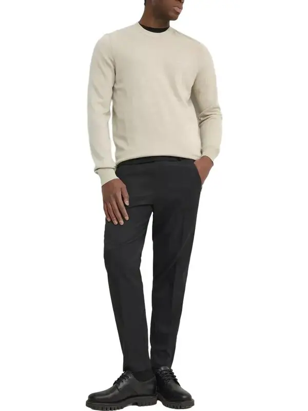 Hugo Boss Logo-patch Crew-neck Sweater - Neutrals