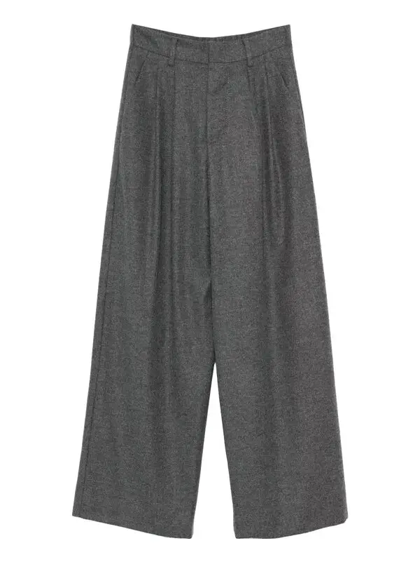 SUSANNE BOMMER Pleated Wide Leg Trousers - Grey