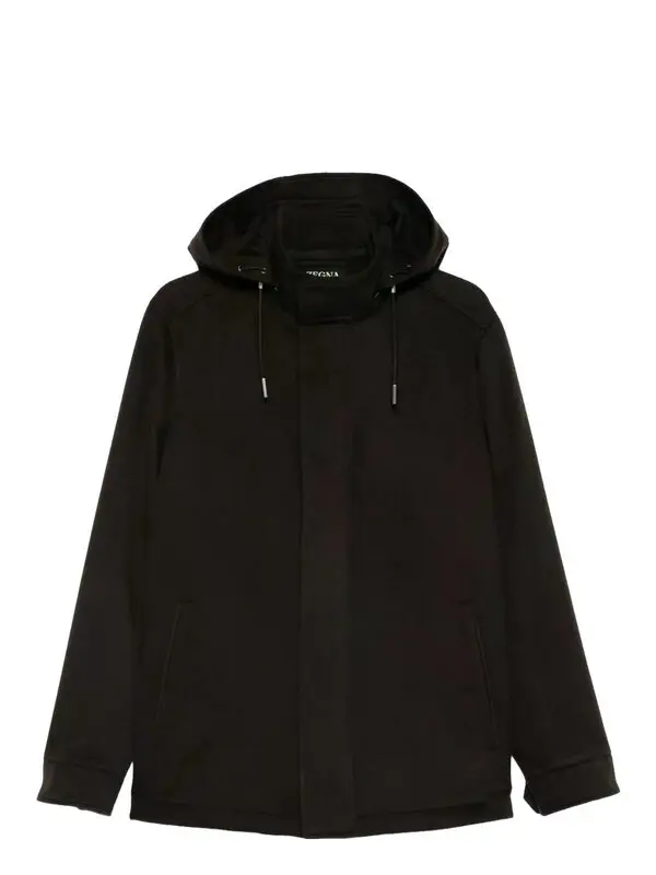 Zegna Drawstring-hood Coat - Brown