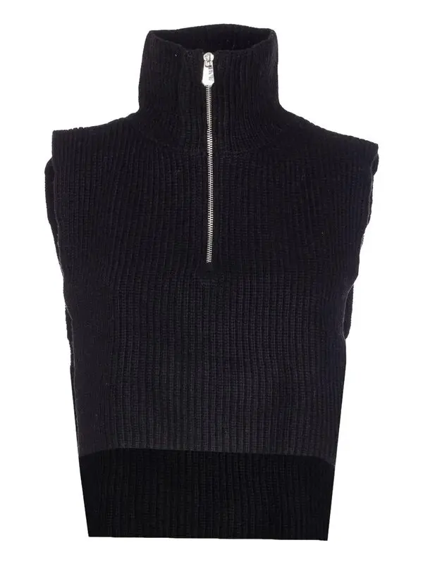 Pinko Ribbed Knit High-neck Top - Black