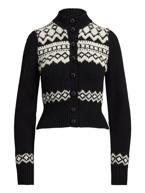 Ralph Lauren Cropped Cardigan - Black & Cream