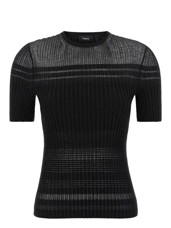 Theory Sheer Stripe T-shirt - Black