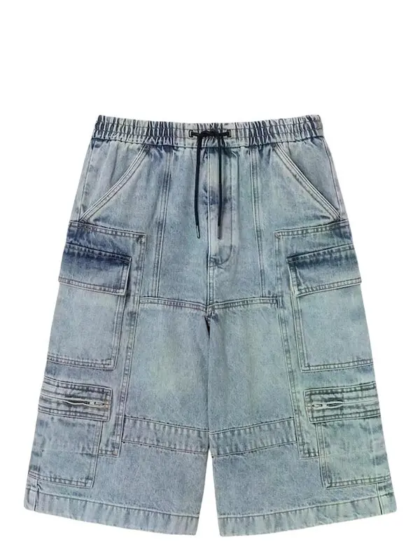 JUUN.J Drawstring Denim Cargo Shorts - Blue