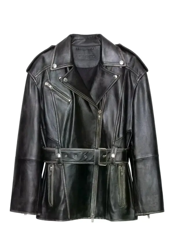 STAND STUDIO Leona Leather Biker Jacket - Black