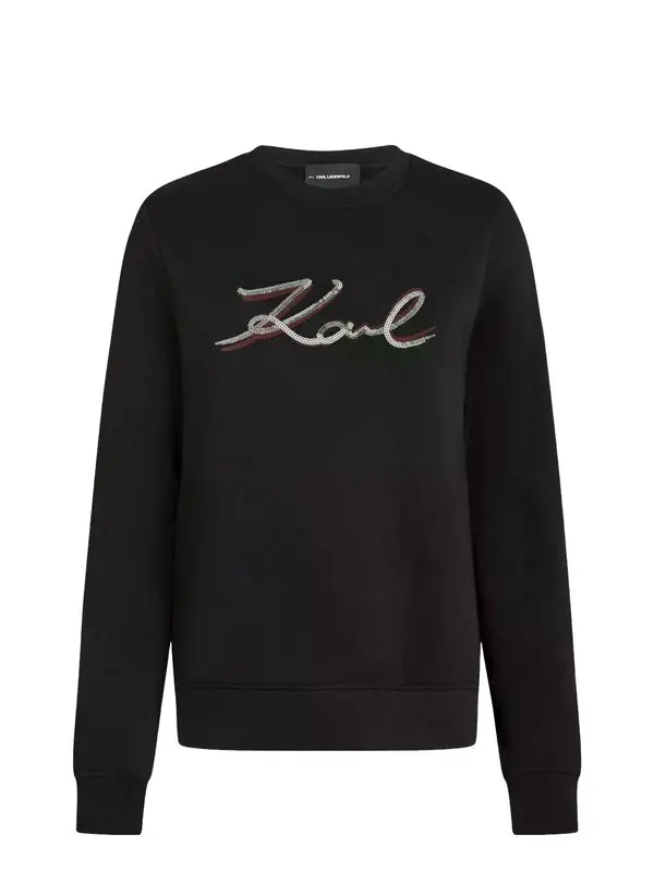 Karl Lagerfeld Sequin-embellished Logo Sweatshirt - Black