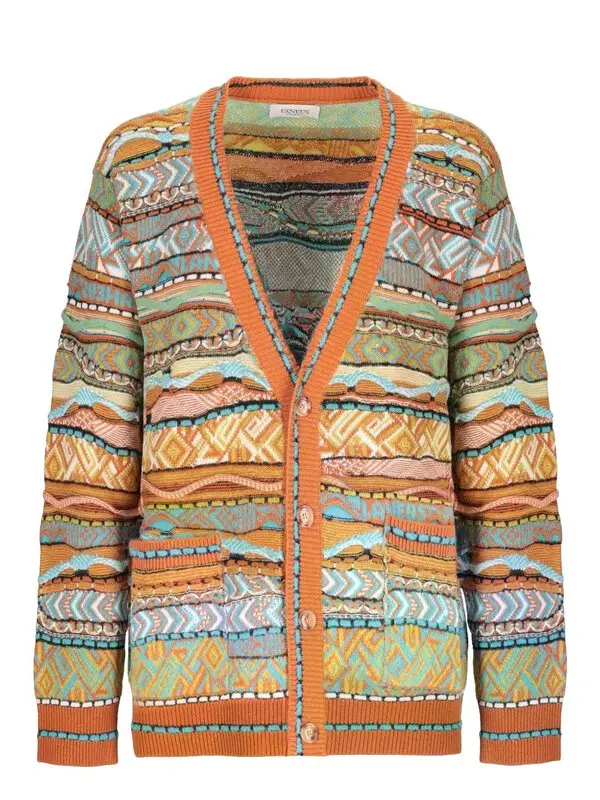 LANEUS V-neck Cardigan - Orange