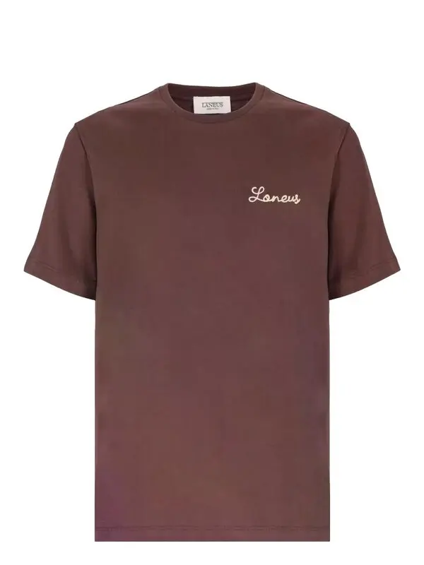 LANEUS Embroidered-logo T-shirt - Brown