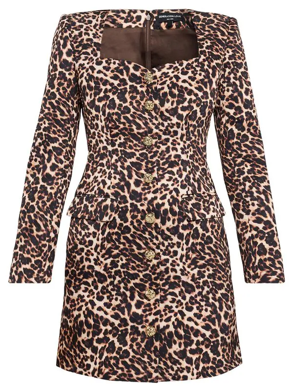 Generation Love Odelia Leopard Satin Mini Dress - Leopardess