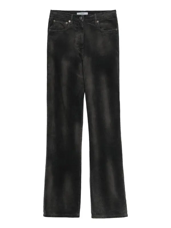 Prada Corduroy Flared Five-pocket Pants - Black