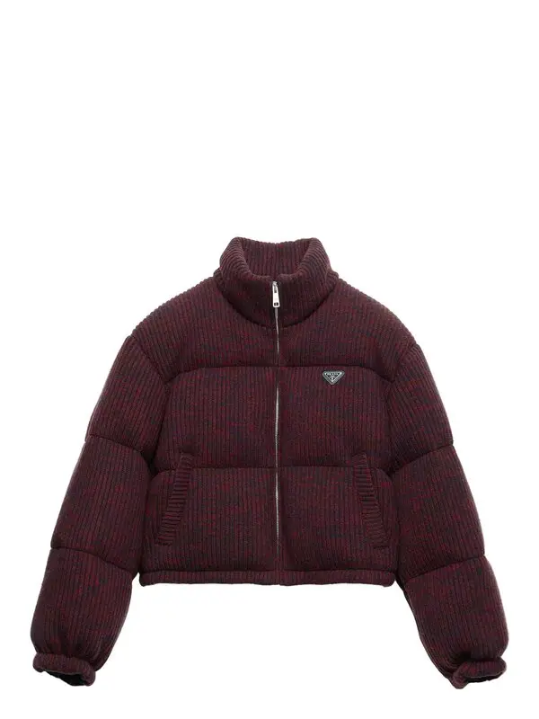 Prada Cropped Cashmere And Wool Down Jacket - Brown