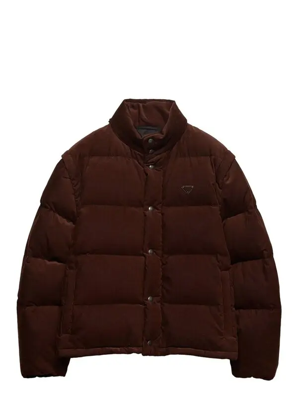 Prada Medium-weight Corduroy Down Jacket - Cocoa Brown