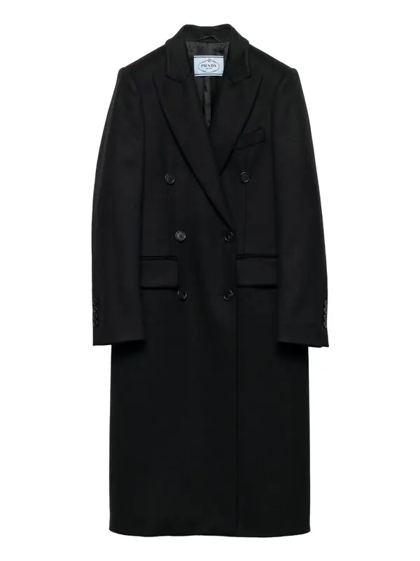 Prada Double-breasted Cashmere Coat - Black