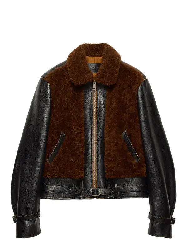 Prada Leather And Shearling Jacket - Black