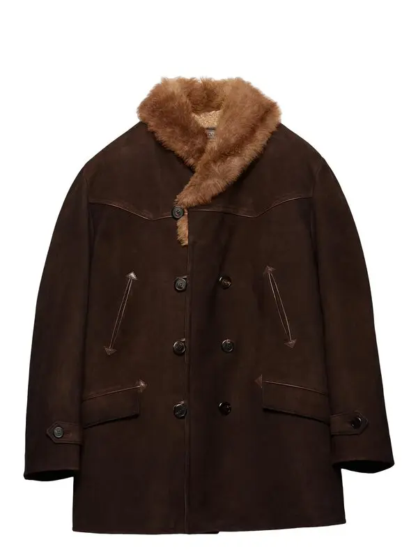 Prada Suede And Shearling Jacket - Dark Brown