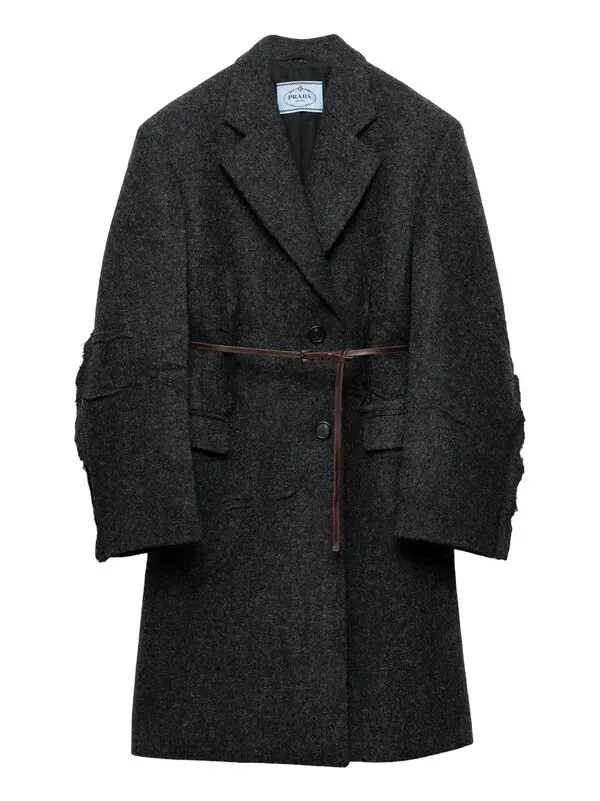 Prada Single-breasted Shetland Wool Coat - Grey
