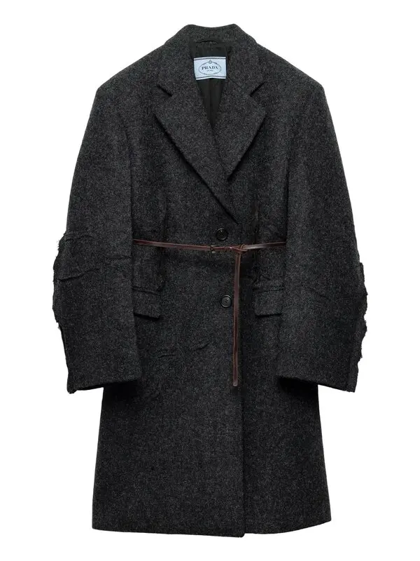Prada Single-breasted Shetland Wool Coat - Slate Gray