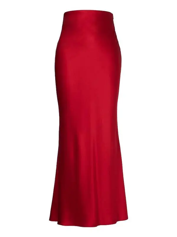 THE SEI Silk Charmeuse Maxi Skirt - Red