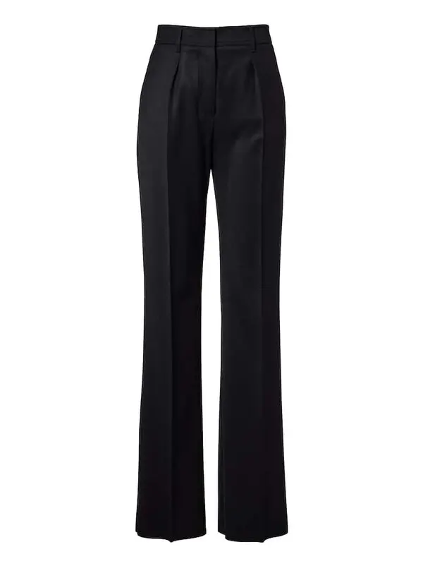 Max Mara Cannes Virgin Wool Straight Pants - Black