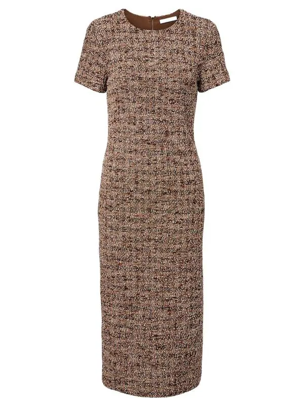 Max Mara Giugno Cotton And Wool-blend Midi Dress - Brown
