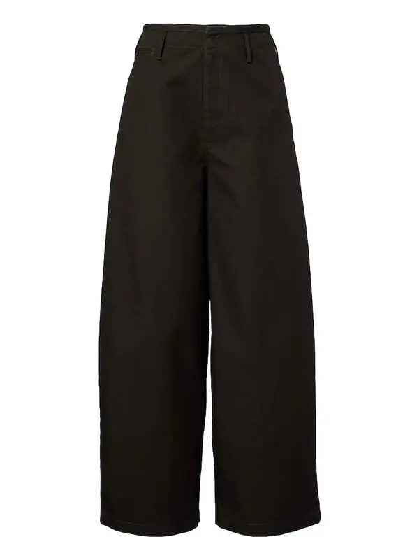 LEMAIRE High-rise Cotton Twill Wide-leg Pants - Brown