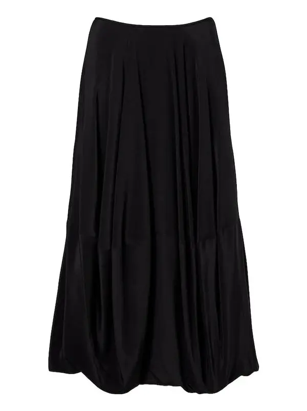 LEMAIRE Silk Crêpe De Chine Midi Skirt - Black