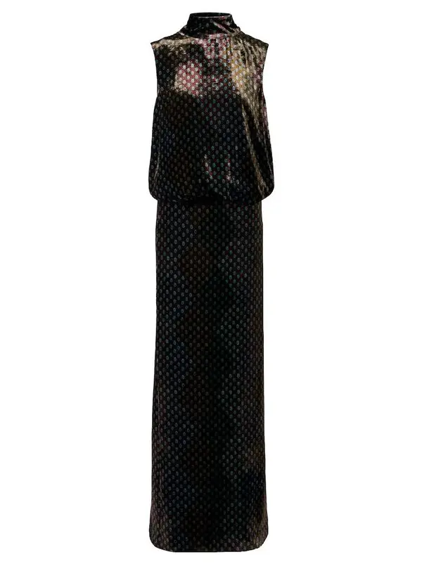 Dries Van Noten Printed Satin Maxi Dress - Green