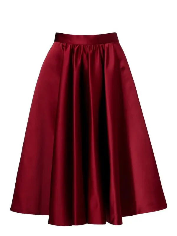 Max Mara Farneto Duchess Satin Midi Skirt - Red