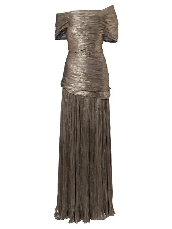 MARMAR HALIM Ruched Asymmetric Gown - Gold