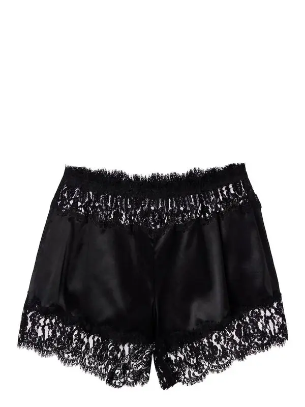 Dolce & Gabbana Lace-trimmed Silk-blend Shorts - Black