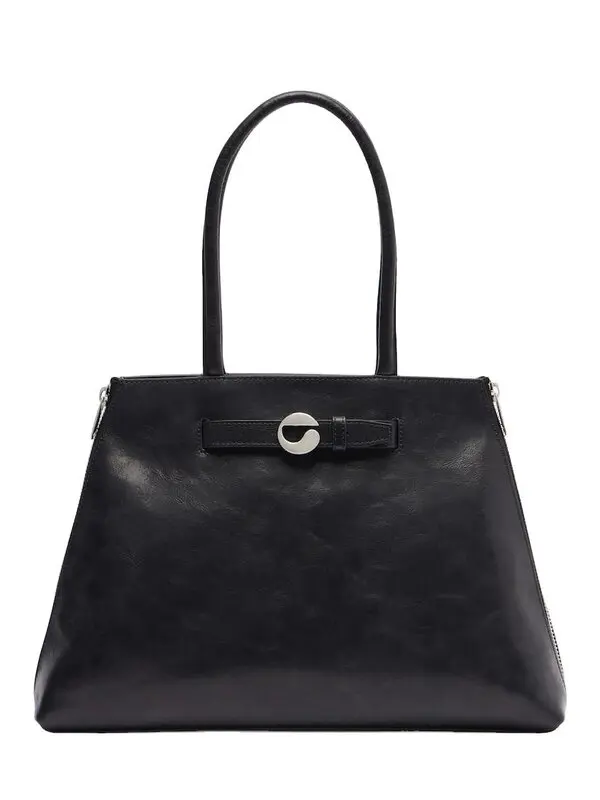 Coperni Swipe Embellished Leather Tote Bag - Black