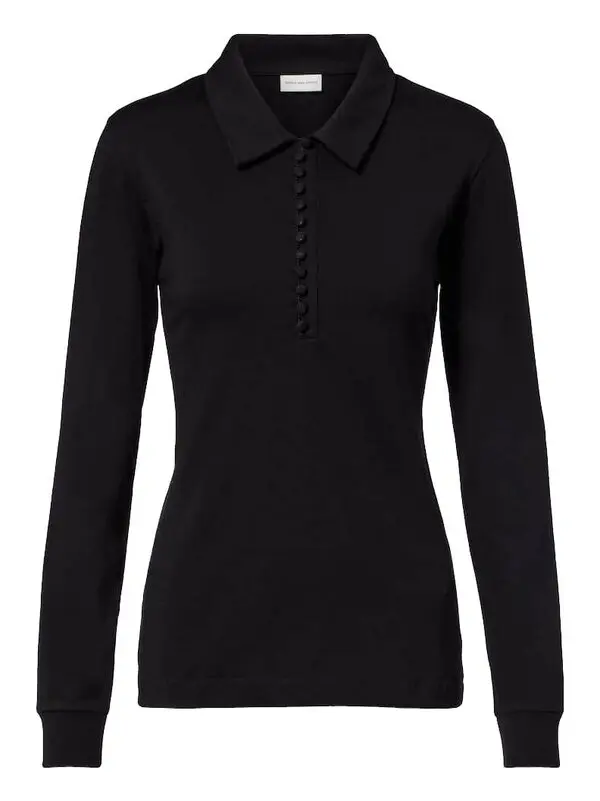 Dries Van Noten Cotton Jersey Polo Shirt - Black