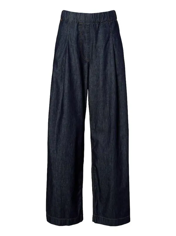 Dries Van Noten Pleated High-rise Wide-leg Jeans - Blue