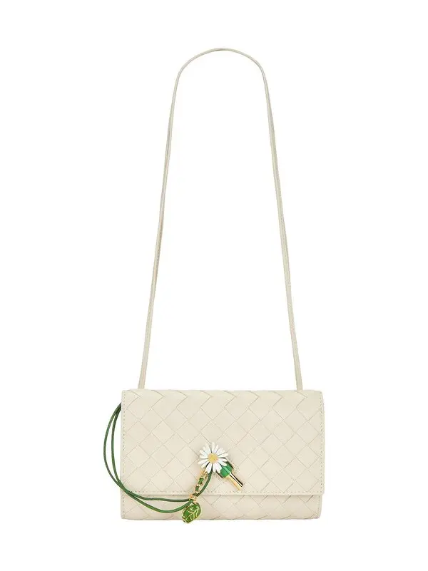 Bottega Veneta Andiamo Slim Pouch - Sea Salt  Daisy Flower  & Muse Brass