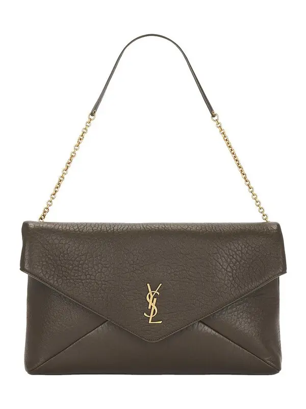 Saint Laurent Envelope Pouch On Chain - Light Musk