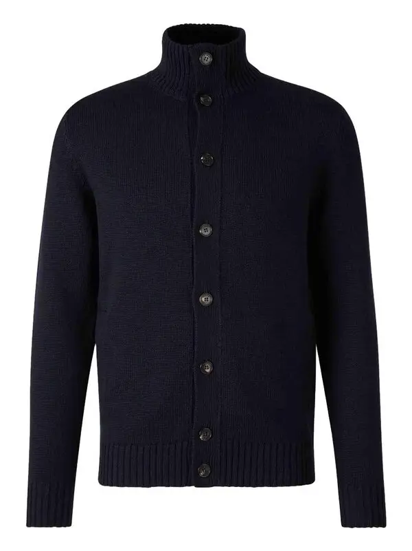 ZANONE Wool Knit Cardigan - Navy Blue