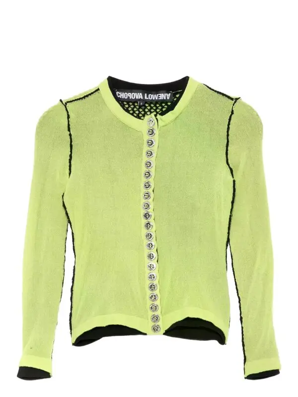 CHOPOVA LOWENA Fishnet-layer Cardigan - Yellow