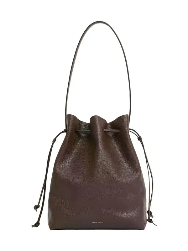MANSUR GAVRIEL Logo-print Leather Bucket Bag - Brown