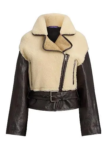 Ralph Lauren Silvester Moto Jacket - Cream & Black