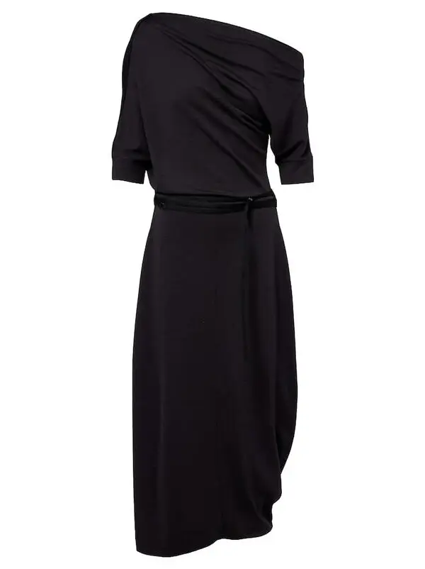 LEMAIRE Twisted Hem Jersey Midi Dress - Grey