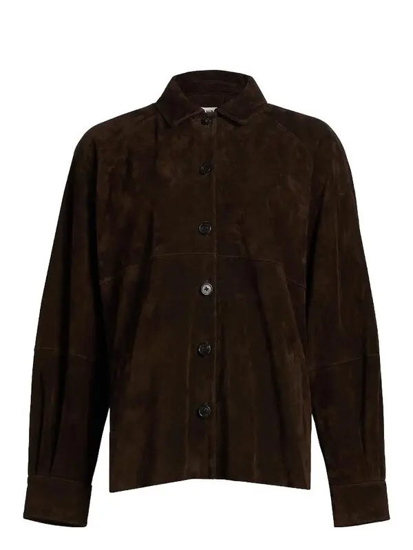 Staud Josette Suede Shirt - Espresso