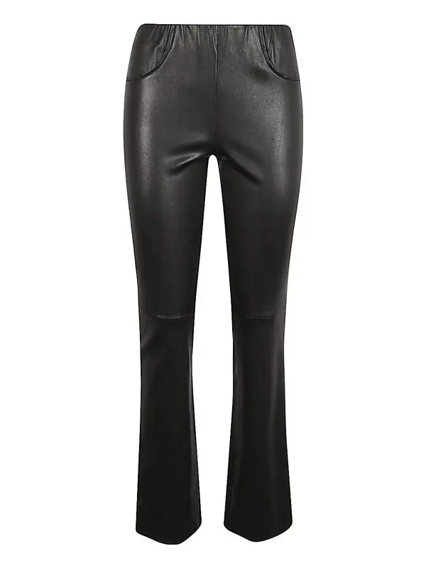 VIA MASINI 80 Leather Flared Leg Trousers - Black