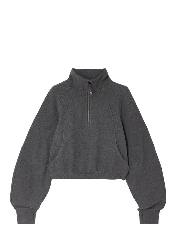 Lululemon Cropped Waffle-knit Half-zip Sweater - Gray