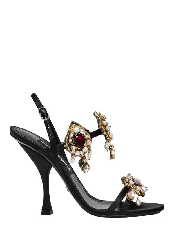 Dolce & Gabbana 105mm Embellished Stiletto Sandals - Black