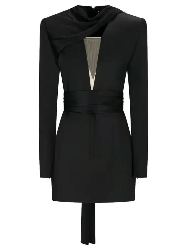 David Koma Mini Dress With Crystal Detail - Black
